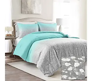 LUSH DECOR Glitter Ombre Metallic Print Comfort Er 3pc Twin - One-color