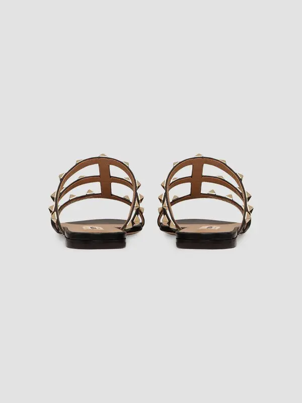 Valentino Garavani Rockstud Flat Slide Sandals - Black