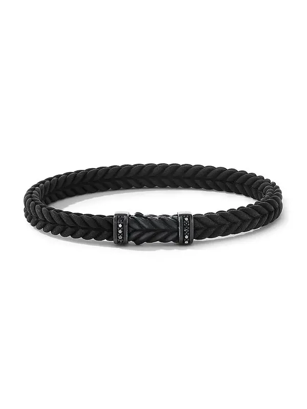 David Yurman Chevron Rubber Bracelet With Titanium And Pavé Diamonds