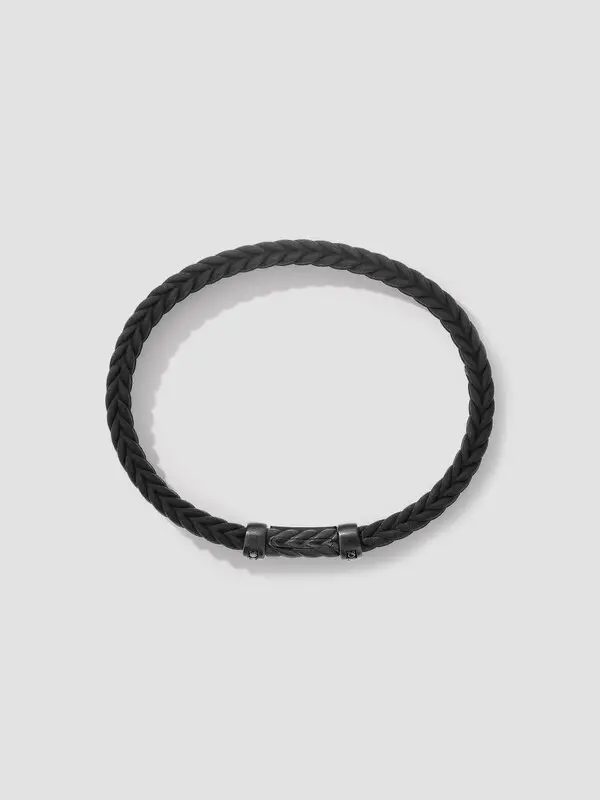 David Yurman Chevron Rubber Bracelet With Titanium And Pavé Diamonds - Black