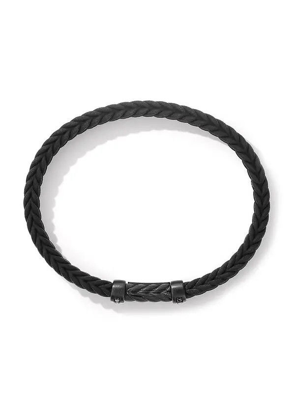 David Yurman Chevron Rubber Bracelet With Titanium And Pavé Diamonds