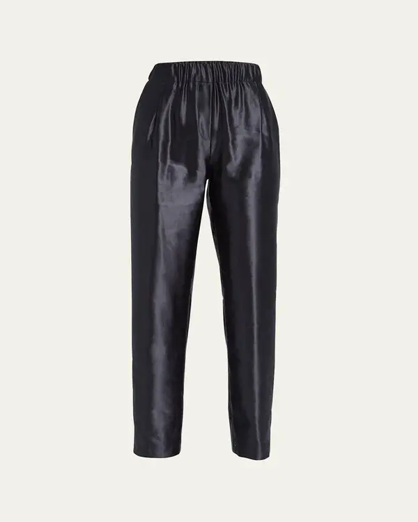 Giorgio Armani Metallic Linen-silk Straight-leg Pull-on Trousers