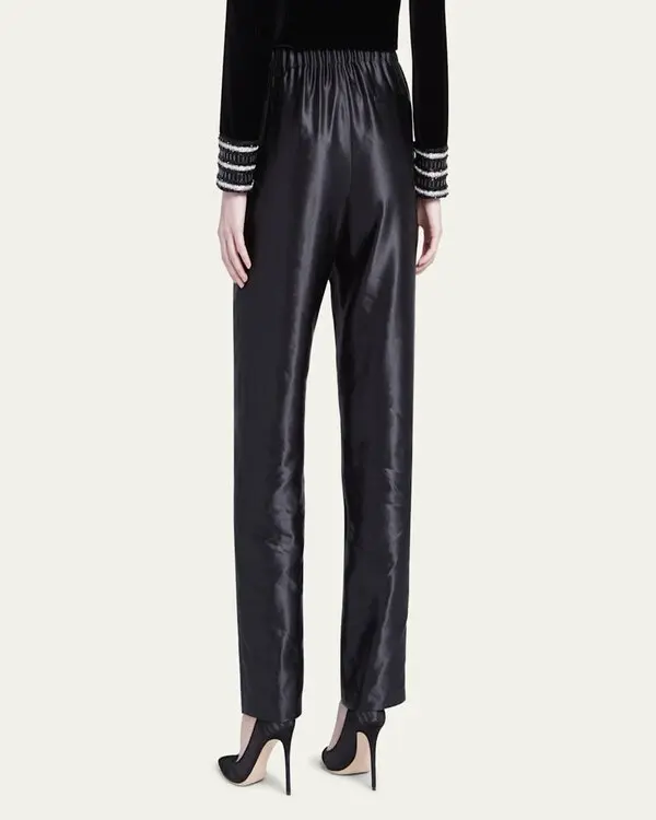 Giorgio Armani Metallic Linen-silk Straight-leg Pull-on Trousers