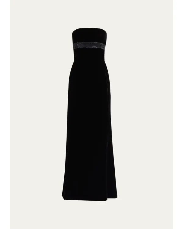 Giorgio Armani Strapless Velvet Trumpet Gown