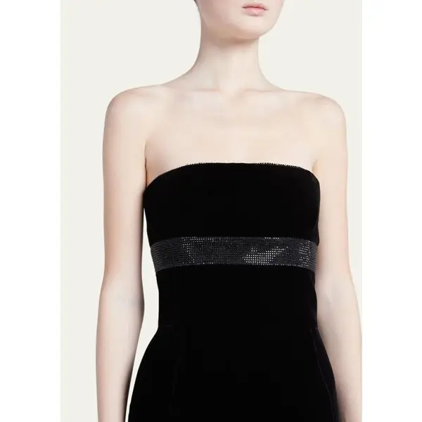 Giorgio Armani Strapless Velvet Trumpet Gown
