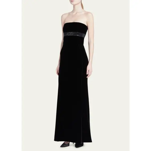 Giorgio Armani Strapless Velvet Trumpet Gown