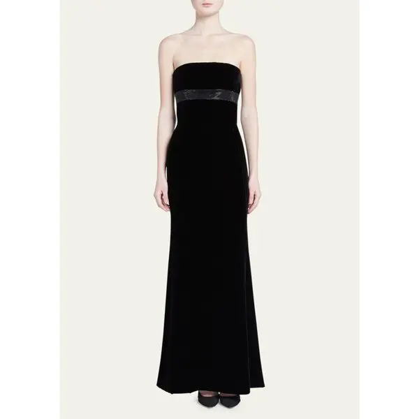 Giorgio Armani Strapless Velvet Trumpet Gown