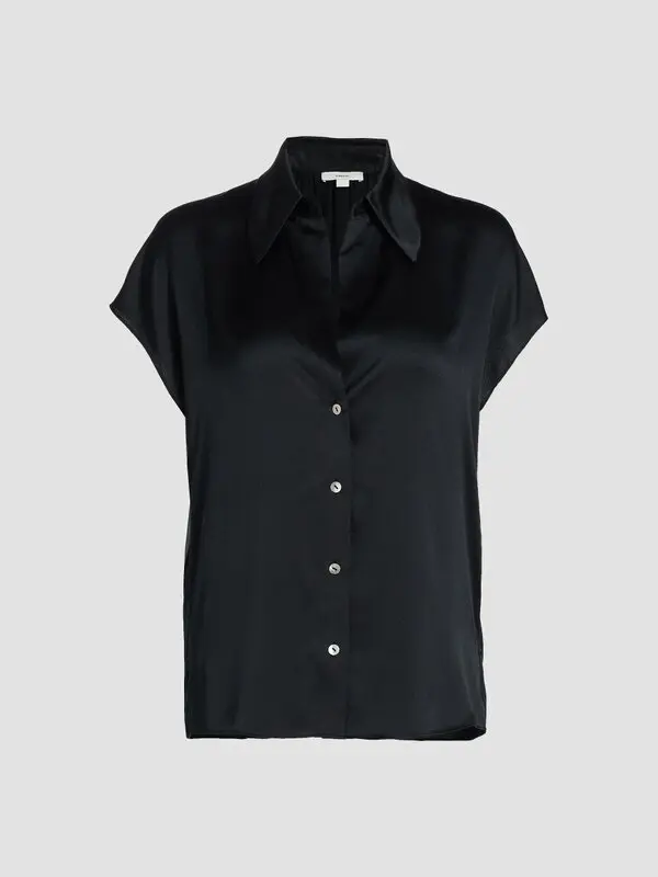 Vince Cap-sleeve Silk Blouse - Black