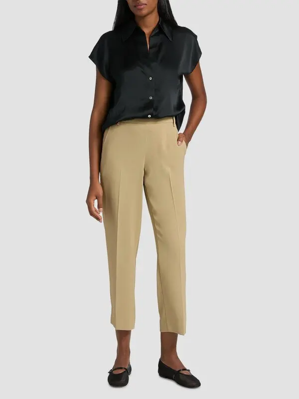 Vince Cap-sleeve Silk Blouse - Black