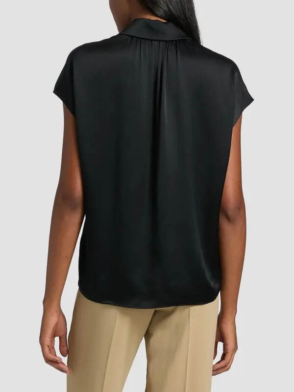 Vince Cap-sleeve Silk Blouse - Black