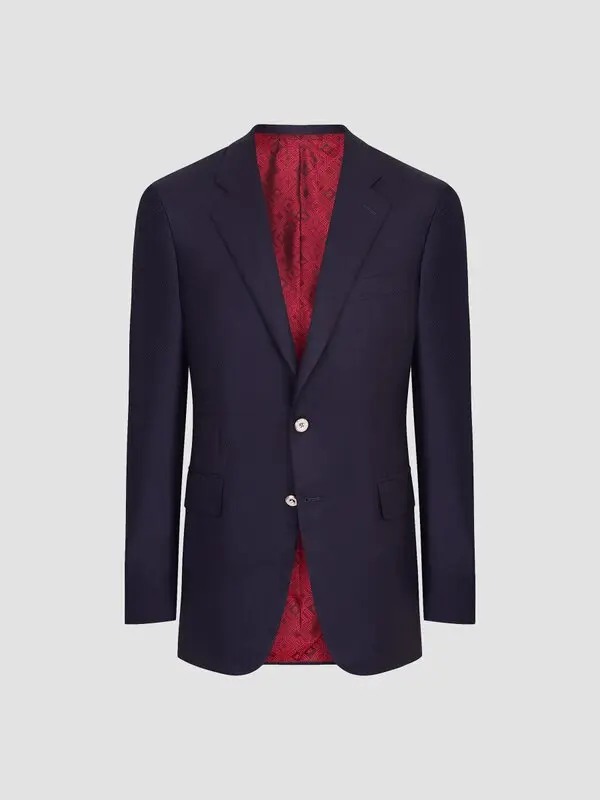 Stefano Ricci Woven Jacket With 2 Buttons - Navy