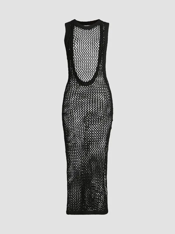 Beach Riot Holly Net Cover-up Midi-dress - Black