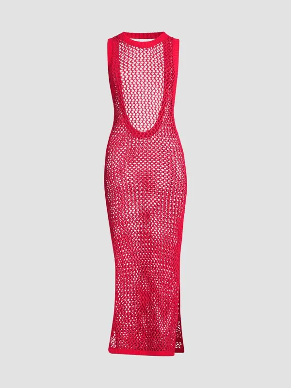 Beach Riot Holly Net Cover-up Midi-dress - Red