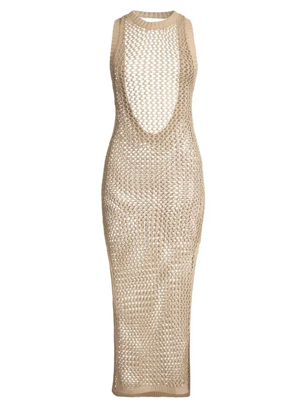 Beach Riot Holly Net Cover-up Midi-dress - Tan