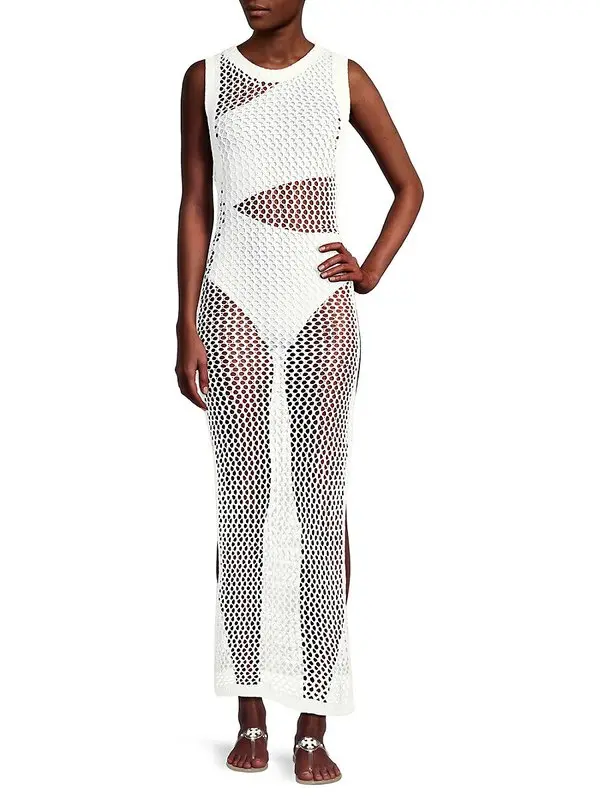 Beach Riot Holly Net Cover-up Midi-dress - White