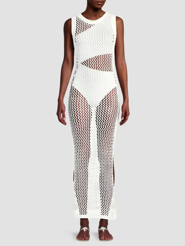 Beach Riot Holly Net Cover-up Midi-dress - White