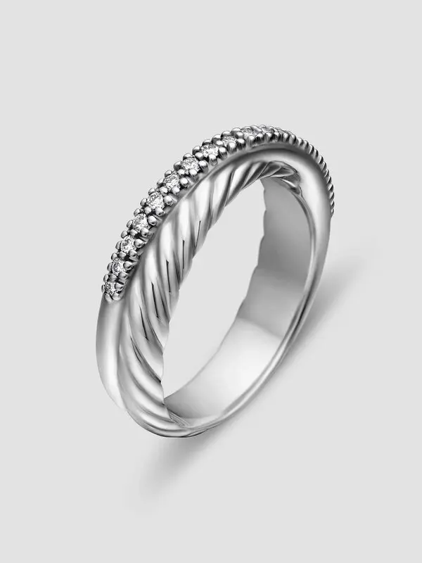 David Yurman Crossover Band Ring With Pavé Diamonds - Diamond