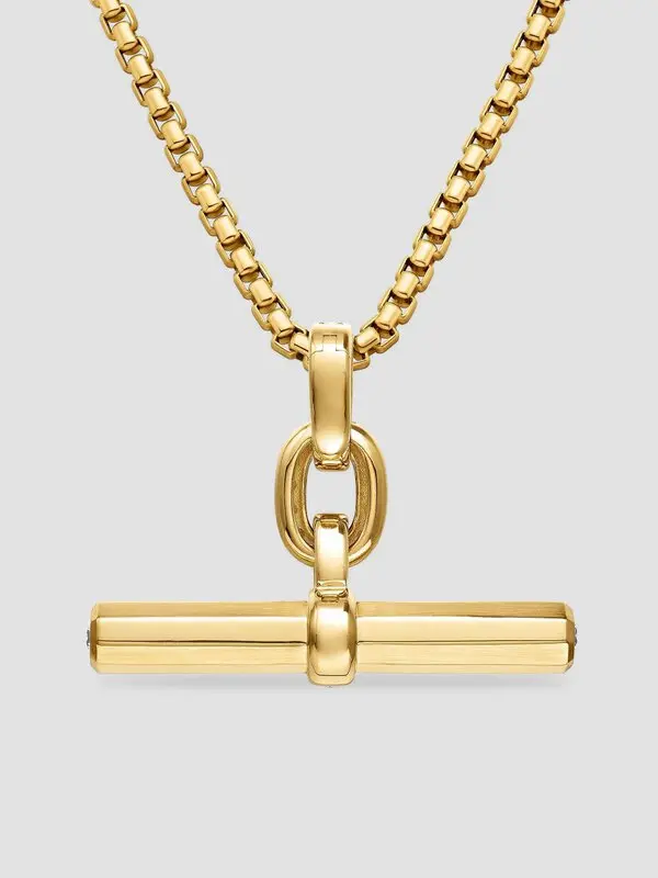 David Yurman Lexington E/w Barrel Pendant In 18k Yellow With Diamonds, 36mm
