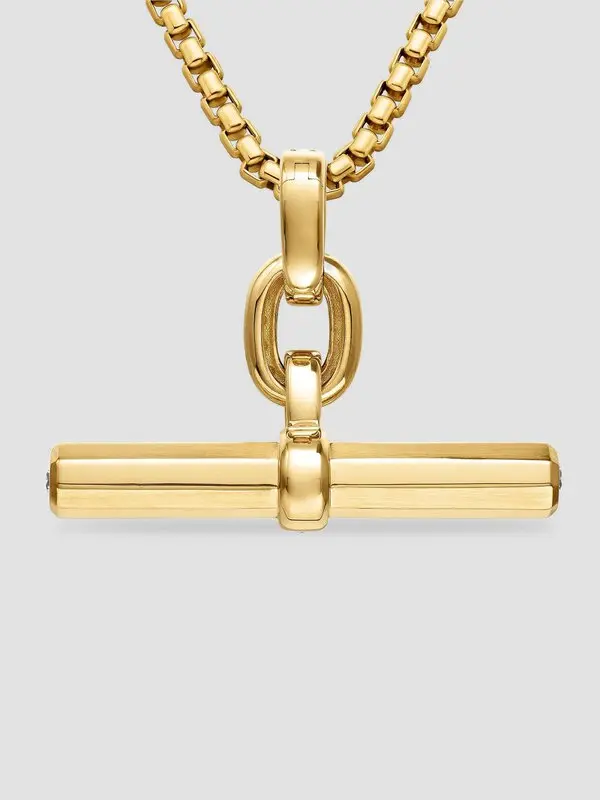 David Yurman Lexington E/w Barrel Pendant In 18k Yellow With Diamonds, 36mm