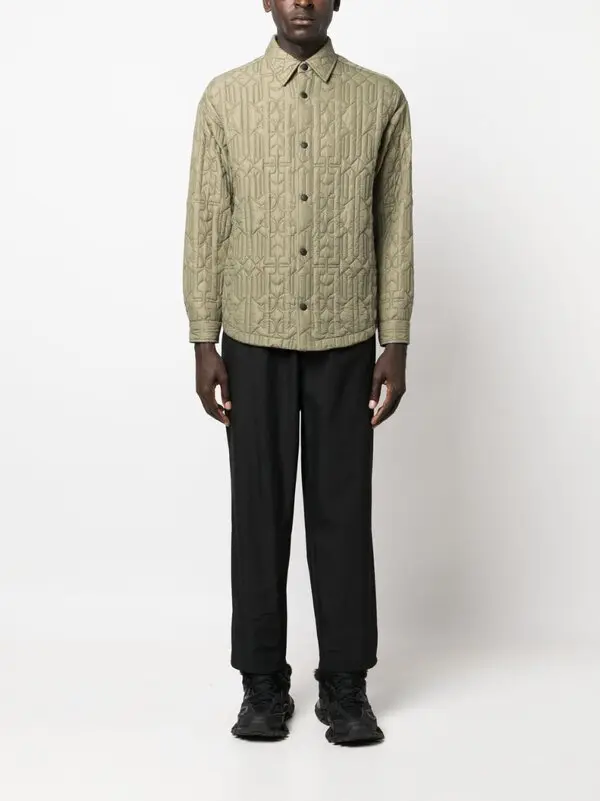Palm Angels Monogram Quilted Shirt Jacket - Khaki