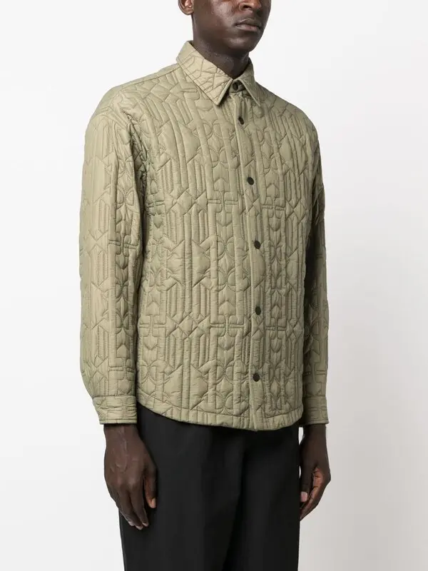 Palm Angels Monogram Quilted Shirt Jacket - Khaki