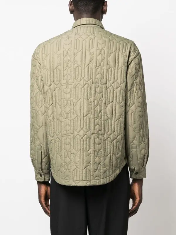 Palm Angels Monogram Quilted Shirt Jacket - Khaki
