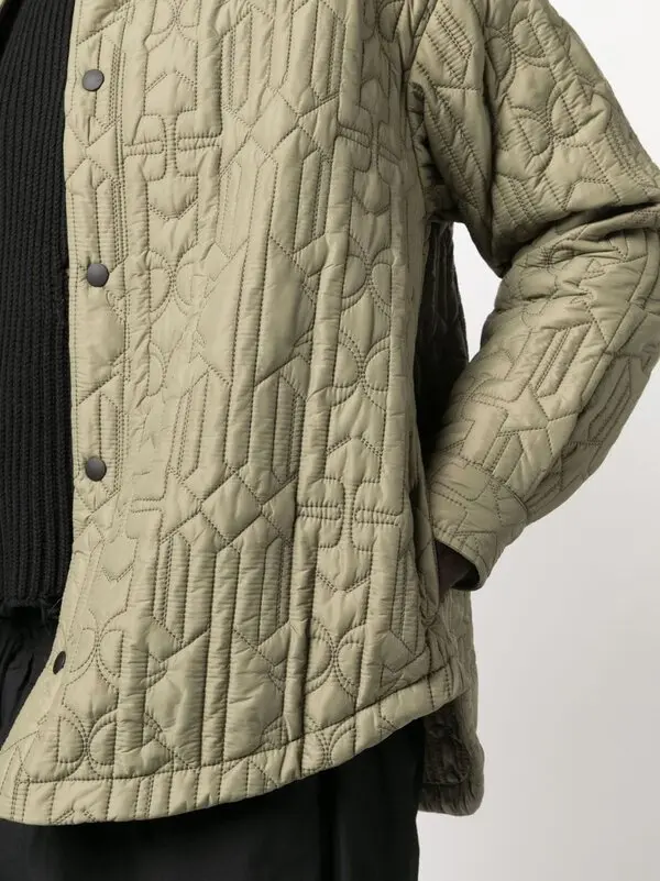 Palm Angels Monogram Quilted Shirt Jacket - Khaki