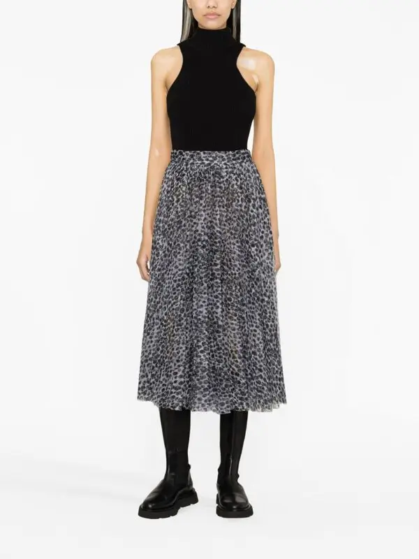 Philosophy Di Lorenzo Serafini Animal Print Pleated Midi Skirt