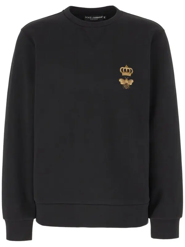 Dolce & Gabbana Embroidered Jersey Sweatshirt - Black
