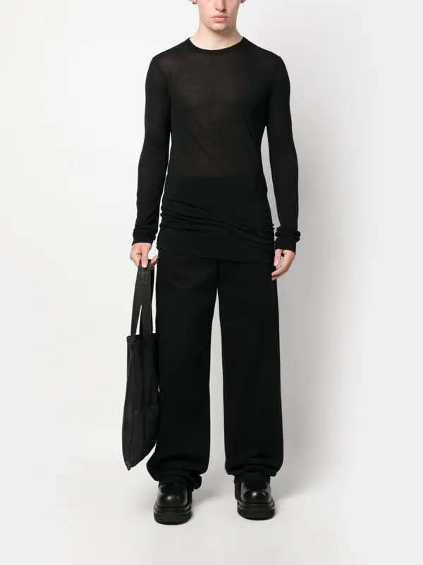 Rick Owens Long-sleeved Marl-knit T-shirt - Black
