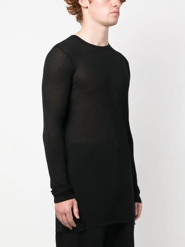 Rick Owens Long-sleeved Marl-knit T-shirt - Black