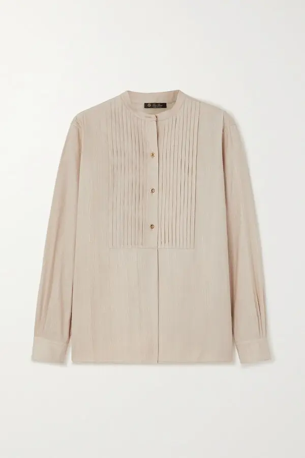 Loro Piana Jalia Pintucked Crinkled-silk Blouse