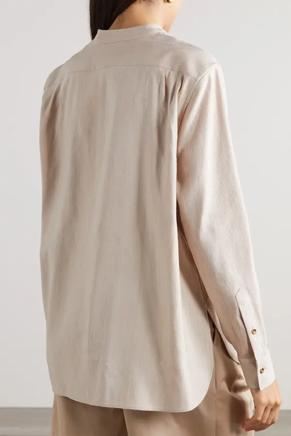 Loro Piana Jalia Pintucked Crinkled-silk Blouse