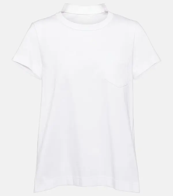 Sacai Pleated Cotton Jersey T-shirt - White