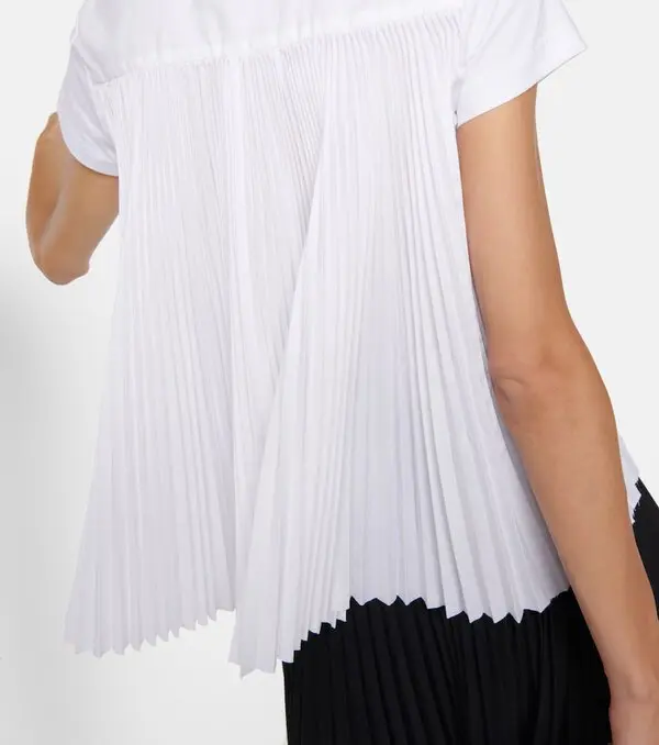 Sacai Pleated Cotton Jersey T-shirt - White