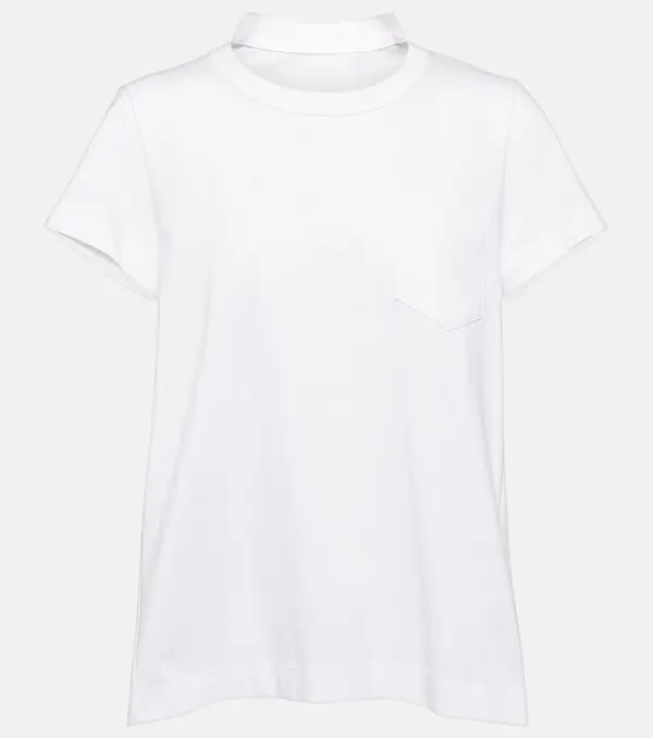 Sacai Pleated Cotton Jersey T-shirt - White