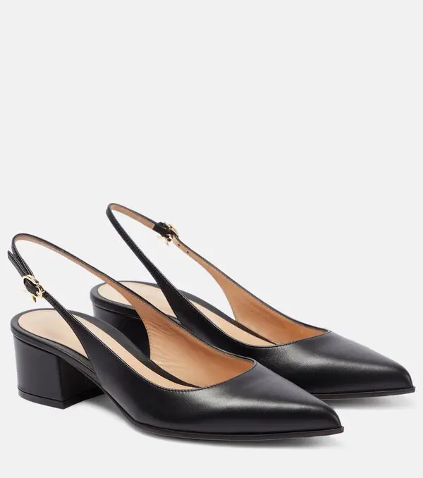 GIANVITO ROSSI Piper Leather Slingback Pumps - Black