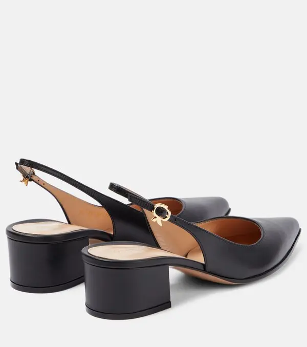 GIANVITO ROSSI Piper Leather Slingback Pumps - Black