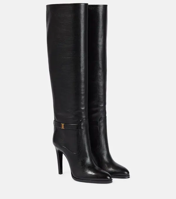 Saint Laurent Diane 105 Leather Knee-high Boots - Black