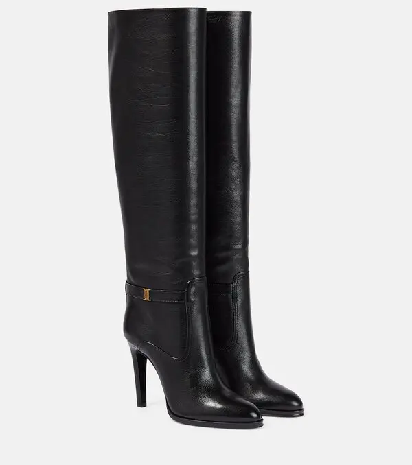 Saint Laurent Diane 105 Leather Knee-high Boots - Black