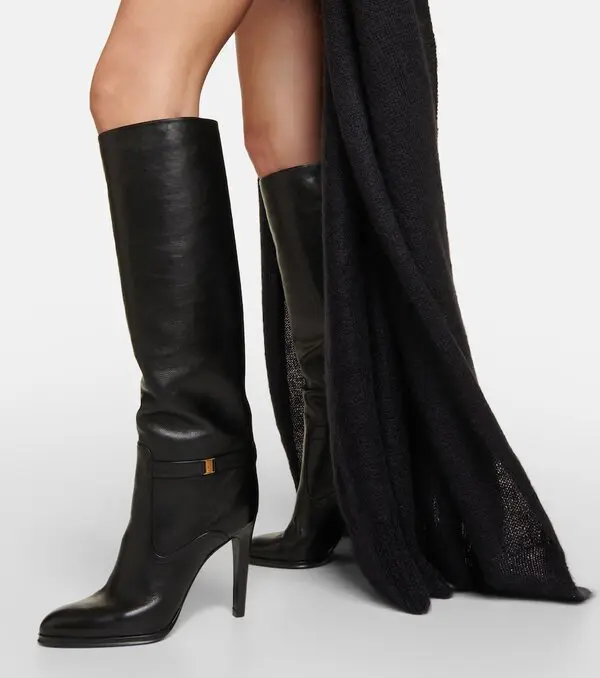 Saint Laurent Diane 105 Leather Knee-high Boots - Black