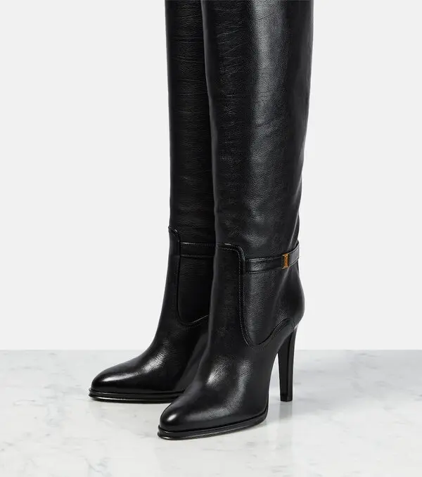 Saint Laurent Diane 105 Leather Knee-high Boots - Black