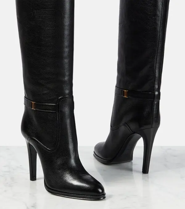 Saint Laurent Diane 105 Leather Knee-high Boots - Black