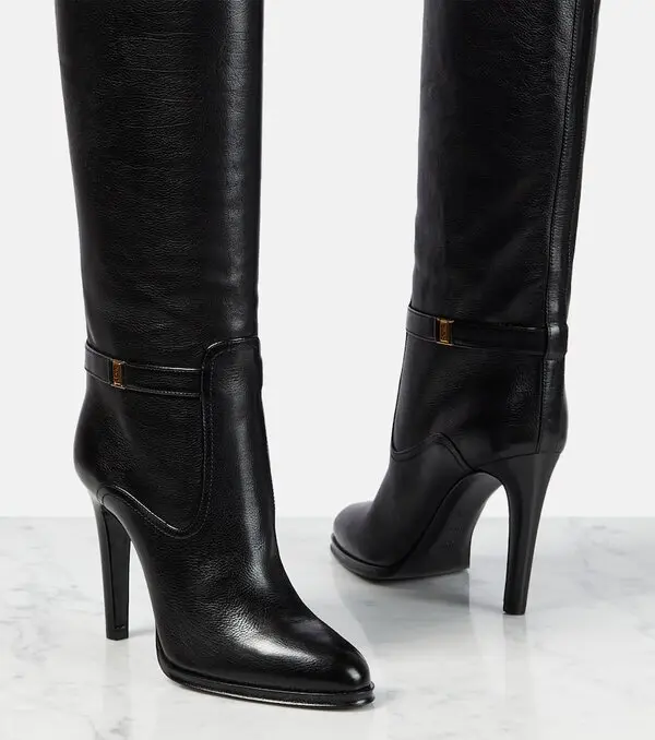 Saint Laurent Diane 105 Leather Knee-high Boots - Black