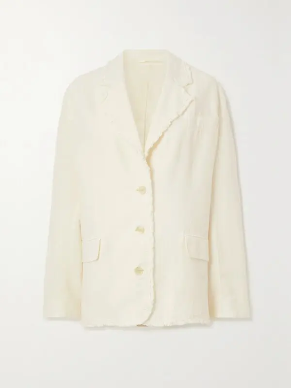 Acne Studios Frayed Cotton And Linen-blend Blazer - Neutrals