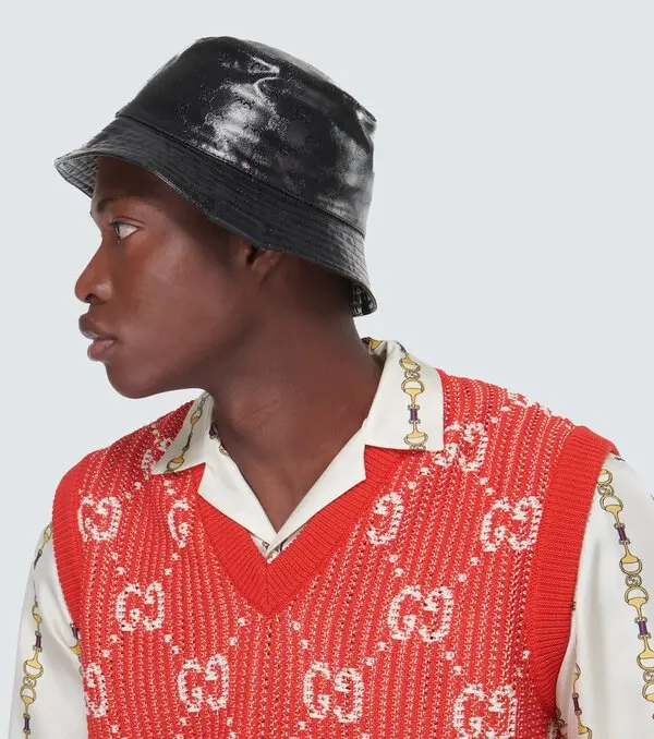 Gucci Leather-trimmed Bucket Hat