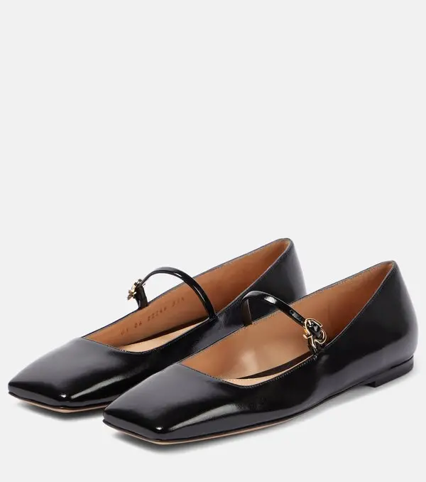 GIANVITO ROSSI Christina Patent Leather Ballerinas - Black