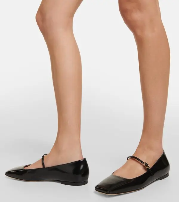 GIANVITO ROSSI Christina Patent Leather Ballerinas - Black