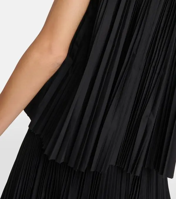 Sacai Pleated Cotton Jersey T-shirt - Black