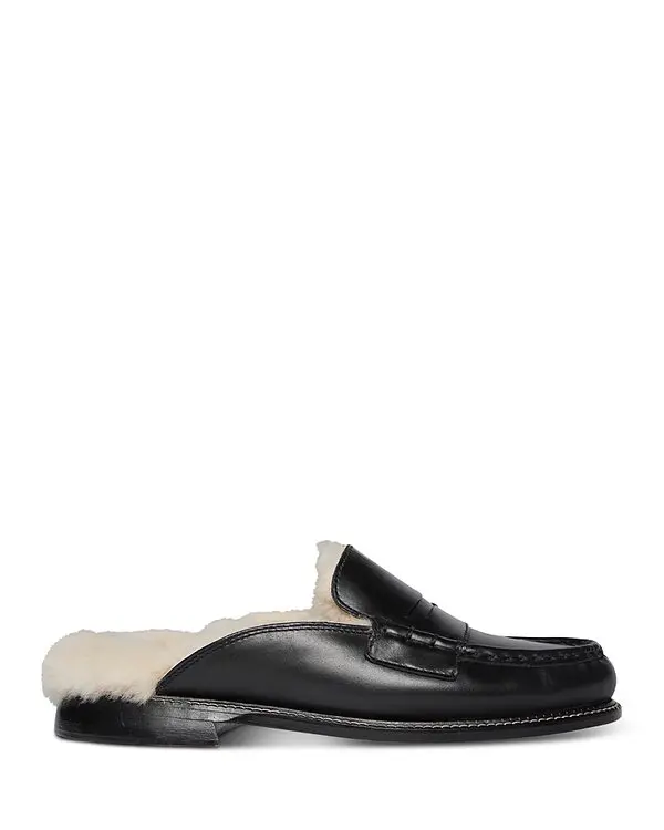 Freda Salvador Temi Shearling Lined Mule Flats - Black
